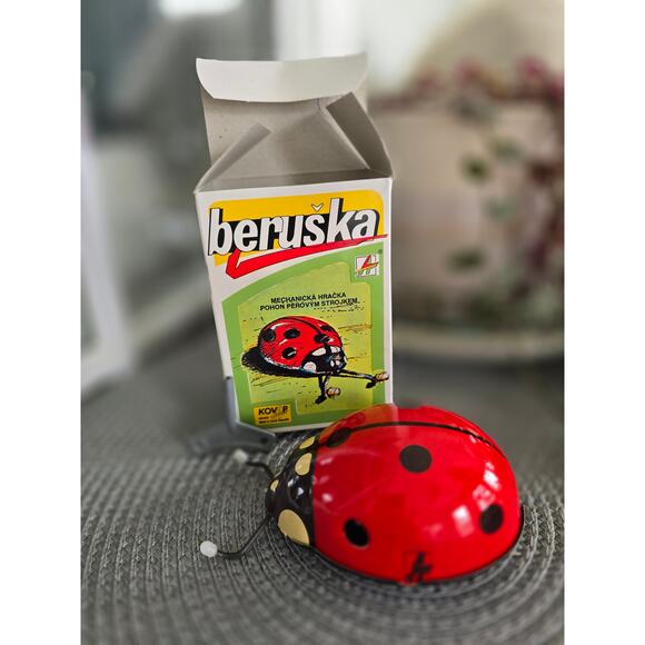 Toys | Vintage Czech Kdn Mechanical Clockwork Windup Tin Toy Beruska Ladybug Wbox | Poshmark